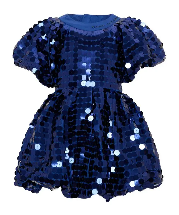 Marc Jacobs Sequin-embellished Puff-sleeve Dress - Blue