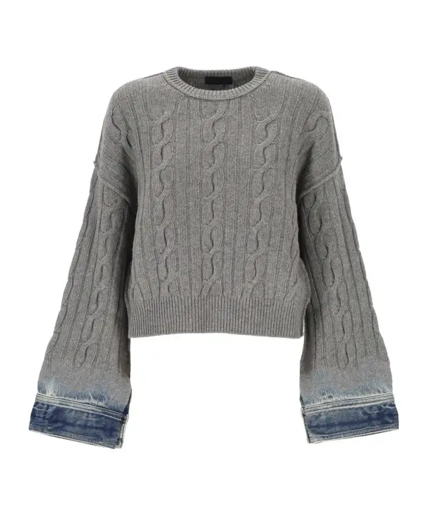 HAIKURE Cropped Knitted Sweater With Panelled Sleeves - No
