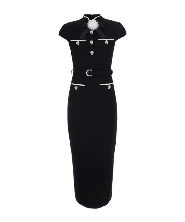 SELF-PORTRAIT Embellished Fitted Dress - Black