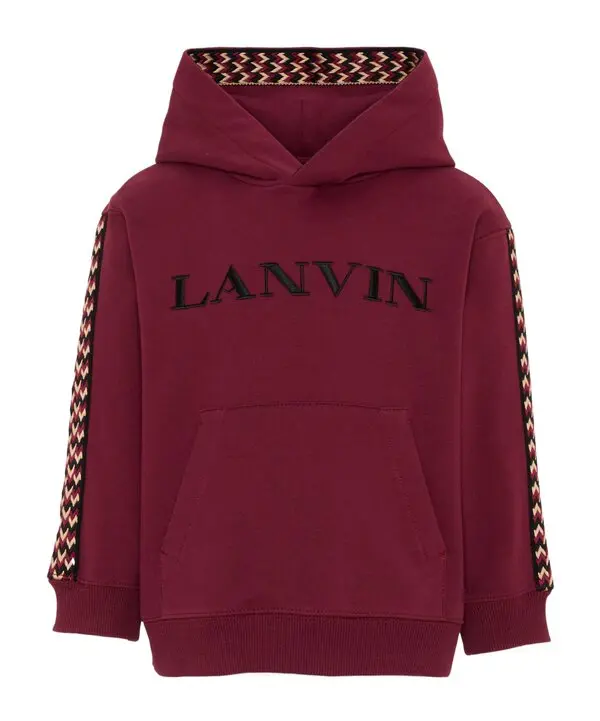 LANVIN Logo-embroidered Herringbone-trim Hoodie