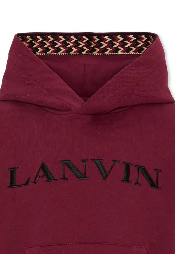 LANVIN Logo-embroidered Herringbone-trim Hoodie
