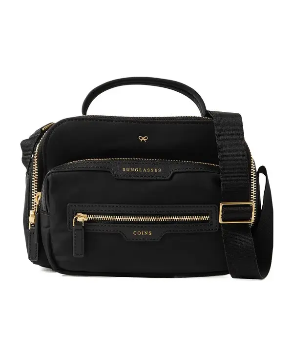 ANYA HINDMARCH Net Sustain Leather-trimmed Recycled Shell Shoulder Bag - Black