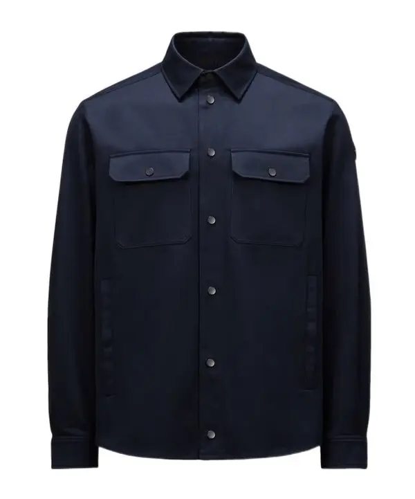 Moncler Collared Long-sleeve Shirt - Night Blue