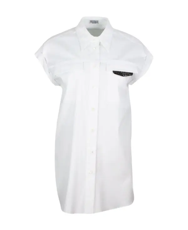 Brunello Cucinelli Short Sleeved Buttoned Shirt - White