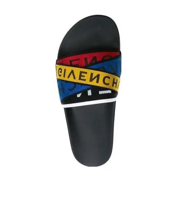 Givenchy Logo Multicolored Ankle Strap Sandals - Black