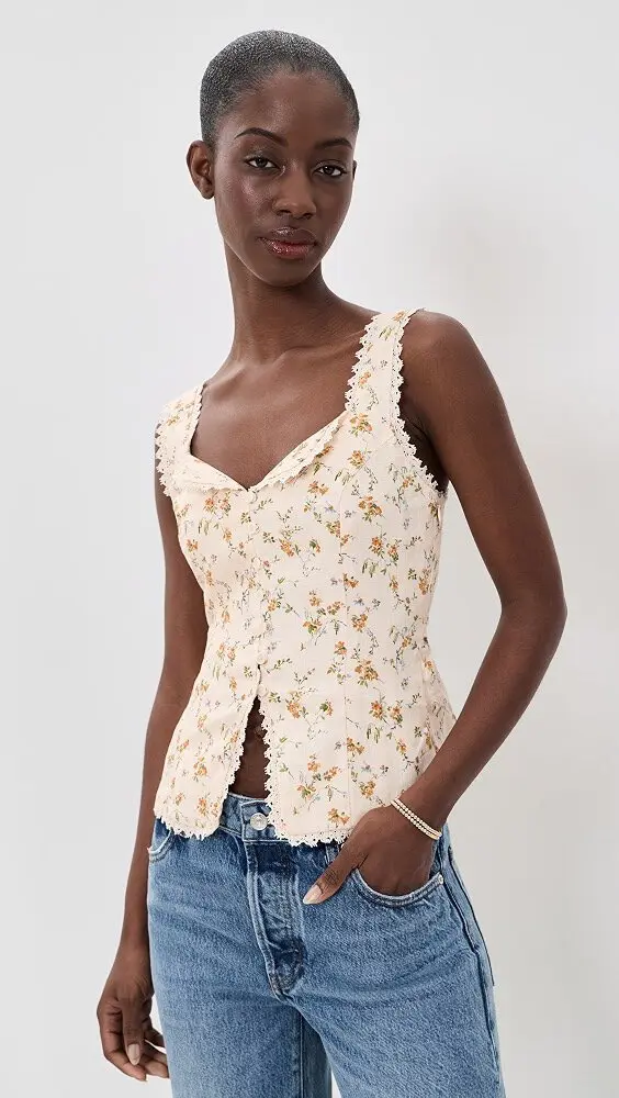REFORMATION Viola Linen Top