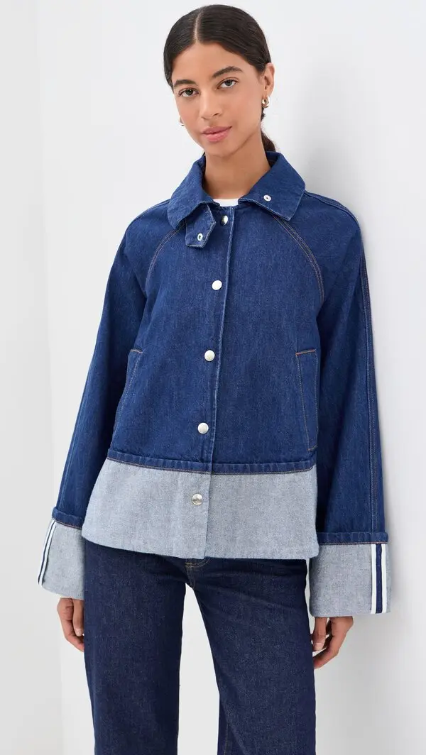 Brandon Maxwell The Wells Trapeze Denim Jacket - Indigo