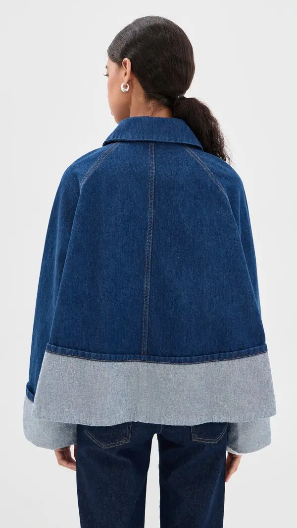 Brandon Maxwell The Wells Trapeze Denim Jacket - Indigo