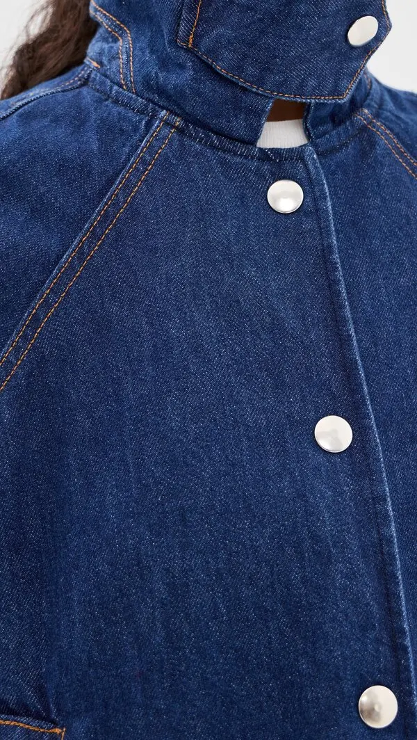 Brandon Maxwell The Wells Trapeze Denim Jacket - Indigo
