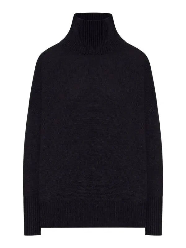 LISA YANG Heidi Cashmere Oversize Turtleneck Sweater - Black