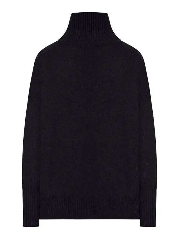 LISA YANG Heidi Cashmere Oversize Turtleneck Sweater - Black