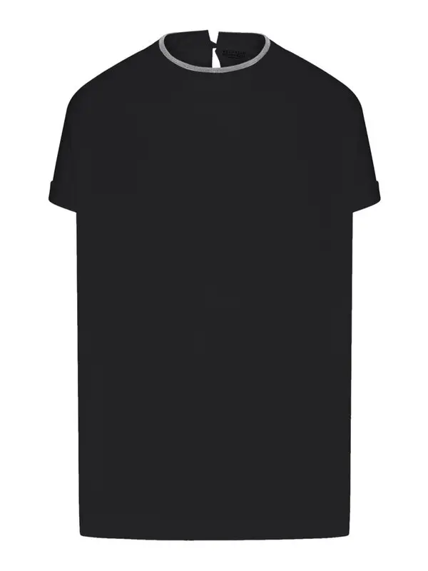 Brunello Cucinelli Jersey T-shirt With Monili Detail - Black