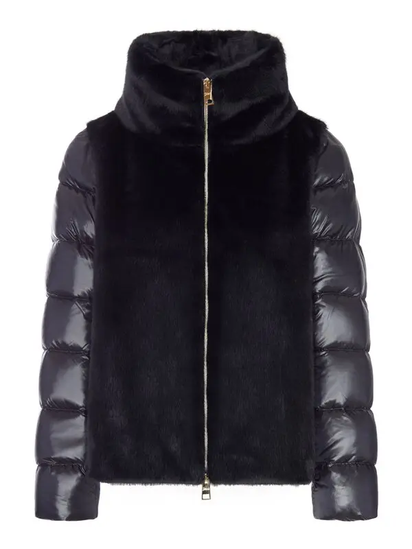 Herno Puffer Jacket With Faux Fur Panel