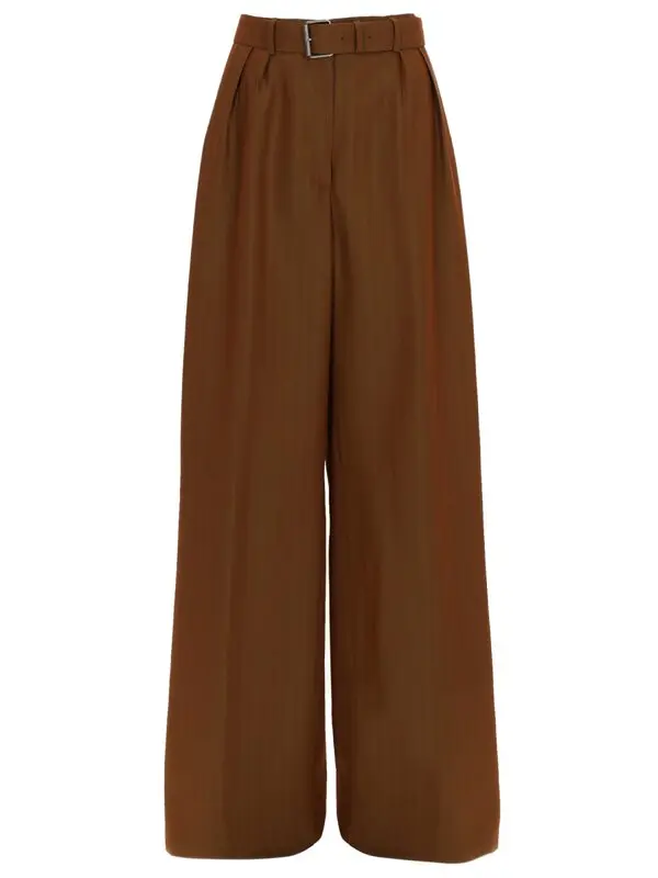 Dries Van Noten Tailored Wide Leg Belted Trousers - Brown