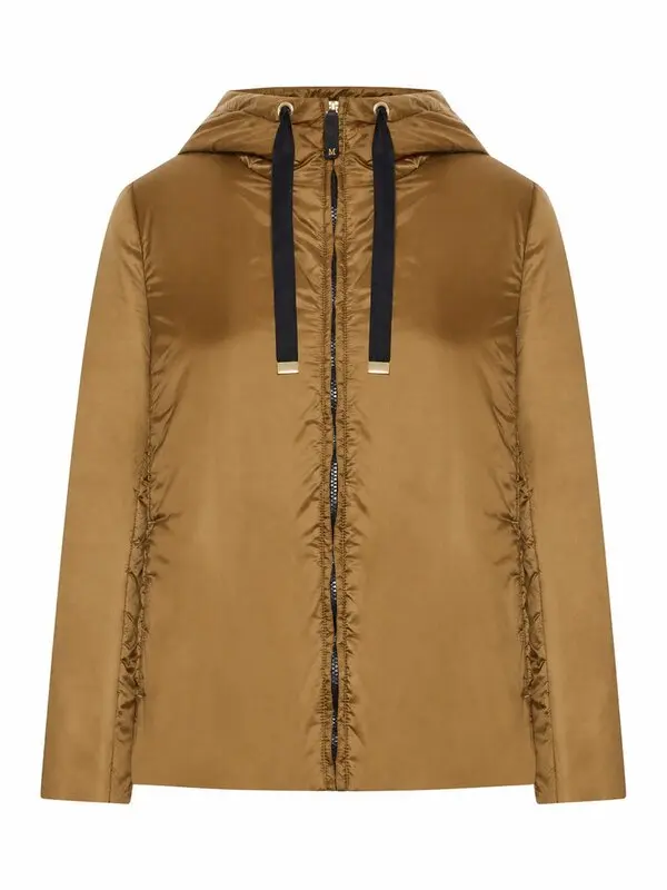 Max Mara Padded Jacket With Hood In Waterproof Canvas - Brown