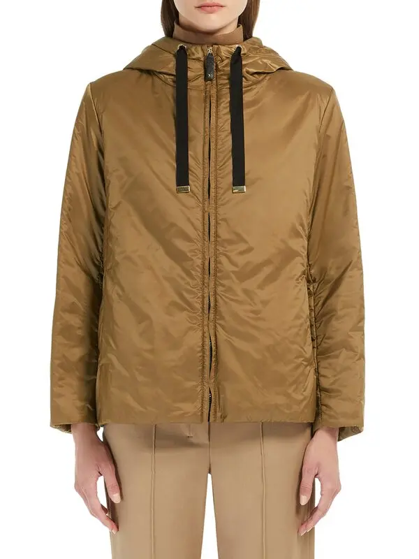 Max Mara Padded Jacket With Hood In Waterproof Canvas