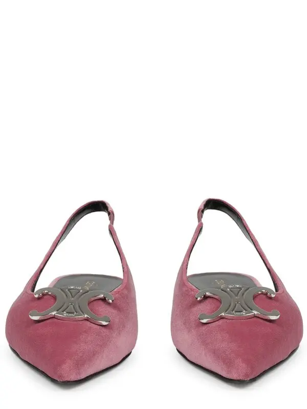 Celine Alma Triomphe Velvet Flat Slingback