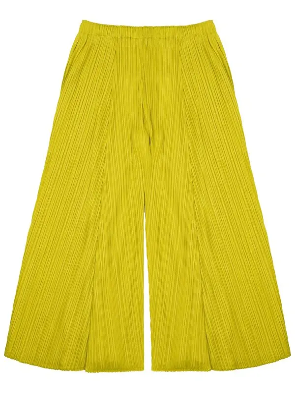 Issey Miyake Pleated Wide-leg Trousers - Yellow