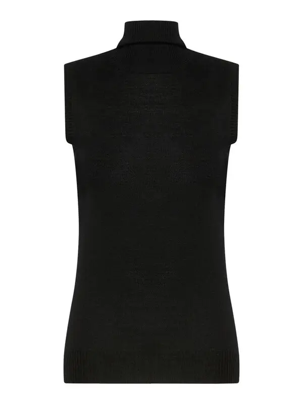 Sportmax Sleeveless Pure Wool High Neck Top - Black
