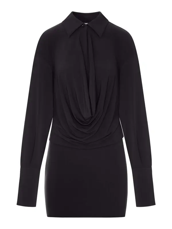 Andamane Lilia Mini Dress With Deep Neckline - Black