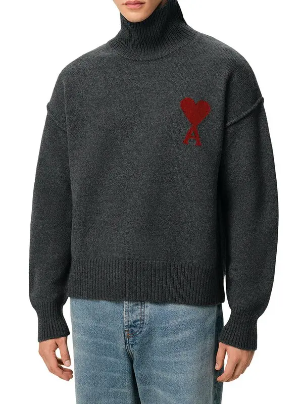 AMI Paris De Coeur Wool High Neck Sweater