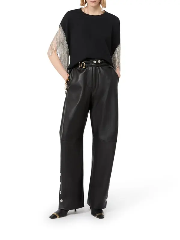 Sportmax Boxy Cotton T-shirt With Rhinestone Fringe