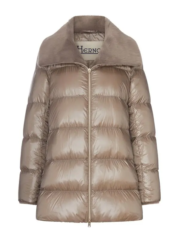 Herno Long Puffer Coat With Faux Fur Collar - Multicolor