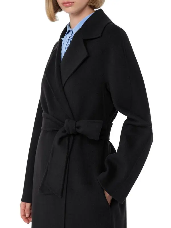 Max Mara Cashmere Blend Midi Wrap Coat - Black