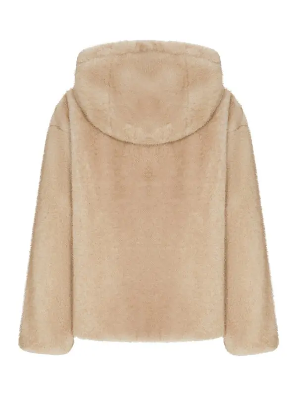 Herno Faux Fur Hooded Jacket With Drawstring