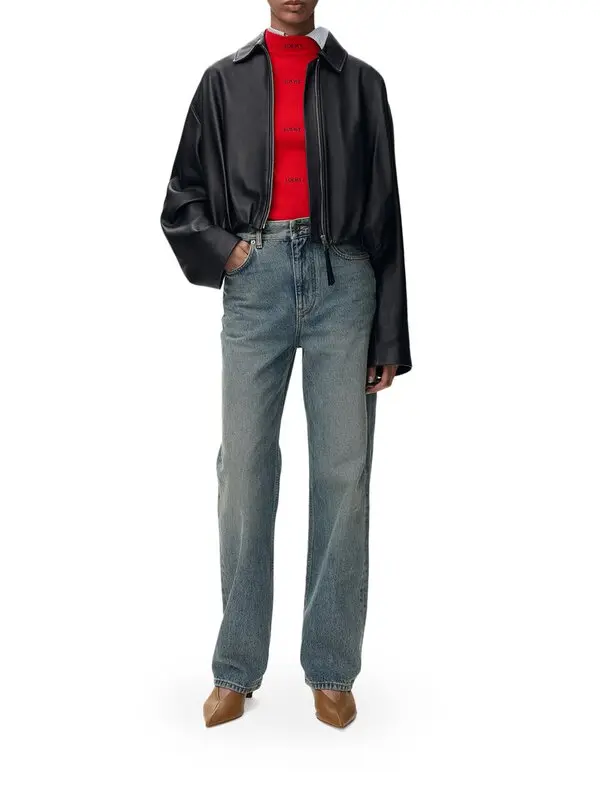 Loewe Lamb Nappa Jacket With Asymmetric Draping - Black