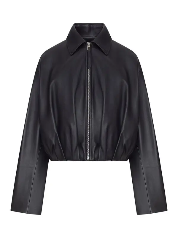 Loewe Lamb Nappa Jacket With Asymmetric Draping - Black