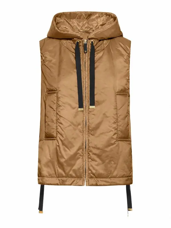 Max Mara Padded Vest With Hood In Waterproof Canvas - Multicolor