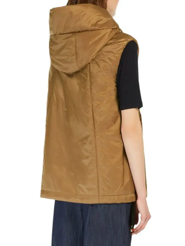 Max Mara Padded Vest With Hood In Waterproof Canvas - Multicolor