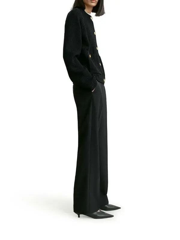TOTEME Cotton Cardigan With Hammered-effect Buttons - Black