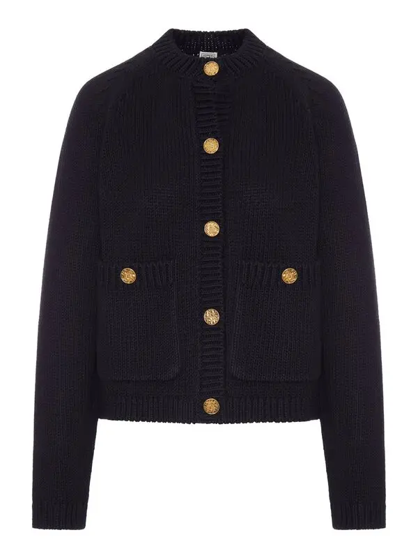 TOTEME Cotton Cardigan With Hammered-effect Buttons - Black