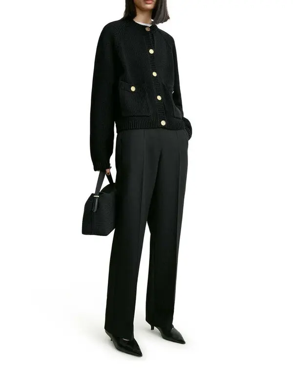 TOTEME Cotton Cardigan With Hammered-effect Buttons - Black