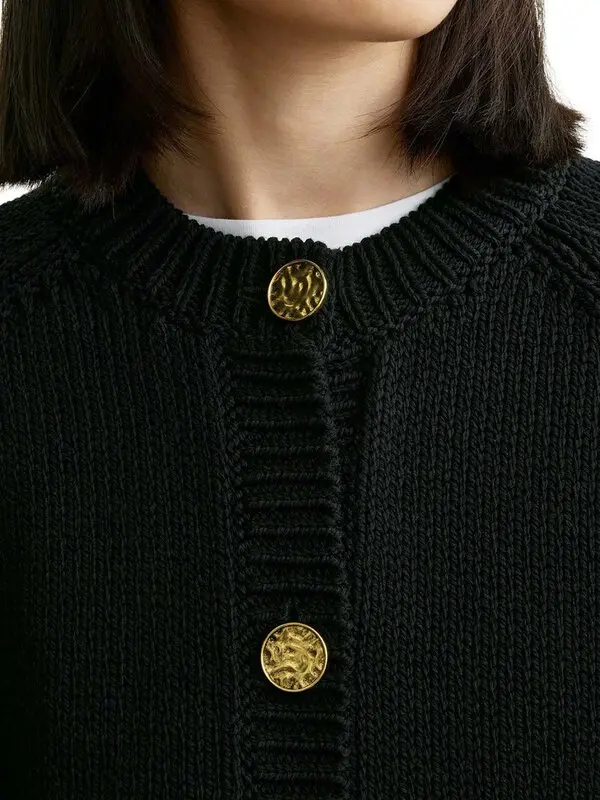 TOTEME Cotton Cardigan With Hammered-effect Buttons - Black