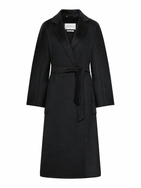 Max Mara Ludmilla Wool Coat With Waist Belt - Black