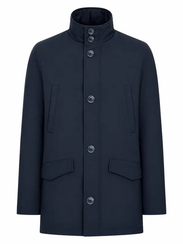 Herno Technical Fabric Coat With High Collar