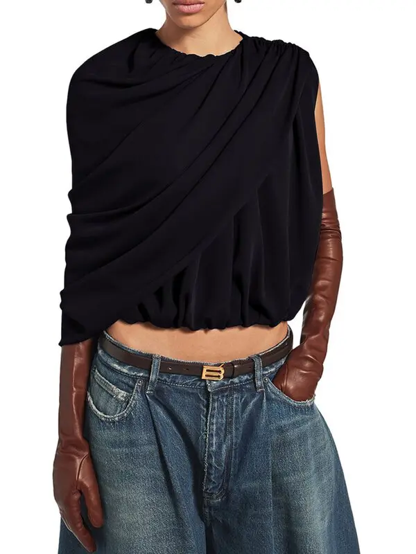Balenciaga Cady Cape Top - Black