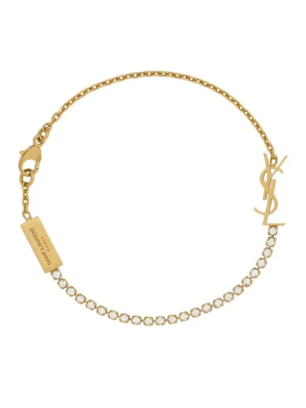 Saint Laurent Bracelet With Cassandre Charm In Metal And Rhinestones - Multicolor