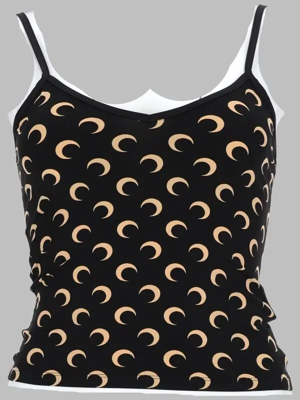 MARINE SERRE Moon Print Jersey Top - Black