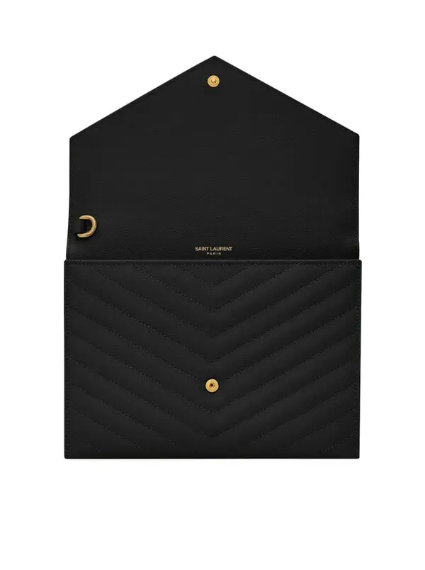 Saint Laurent Cassandre Quilted Flap Pouch In Embossed Powder Grain Leather - Multicolor