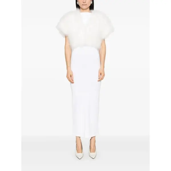 YVES SALOMON Feather Cropped Jacket - White