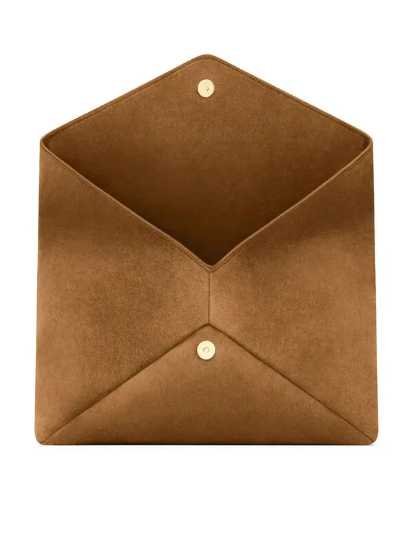 Saint Laurent Large Cassandre Envelope Clutch In Suede - Multicolor
