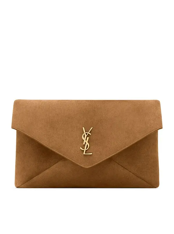 Saint Laurent Large Cassandre Envelope Clutch In Suede - Multicolor