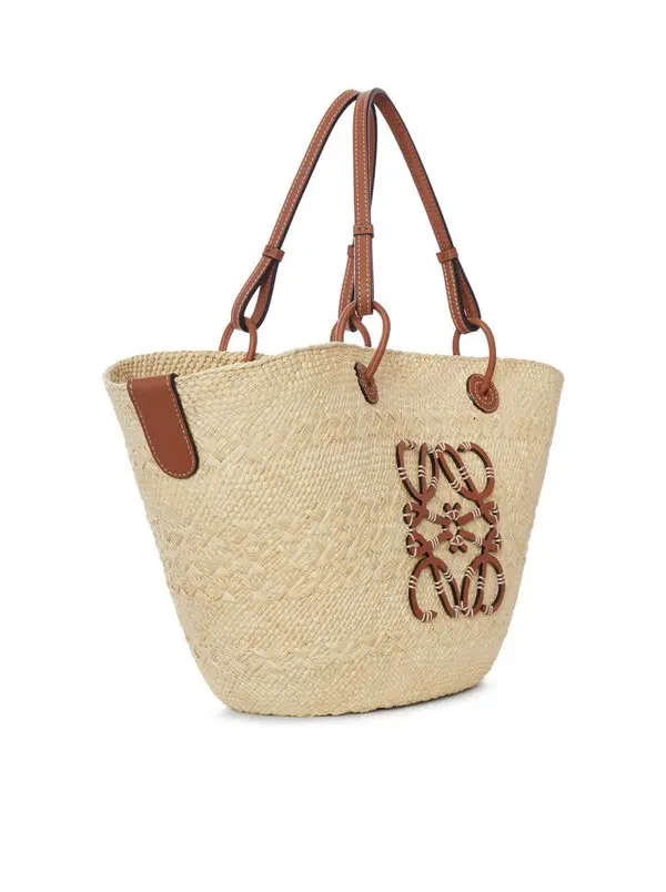 Loewe X Paula's Ibiza Anagram Basket Medium Bag In Iraca Palm And Calfskin - Multicolor
