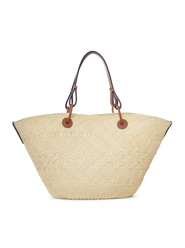 Loewe X Paula's Ibiza Anagram Basket Medium Bag In Iraca Palm And Calfskin - Multicolor