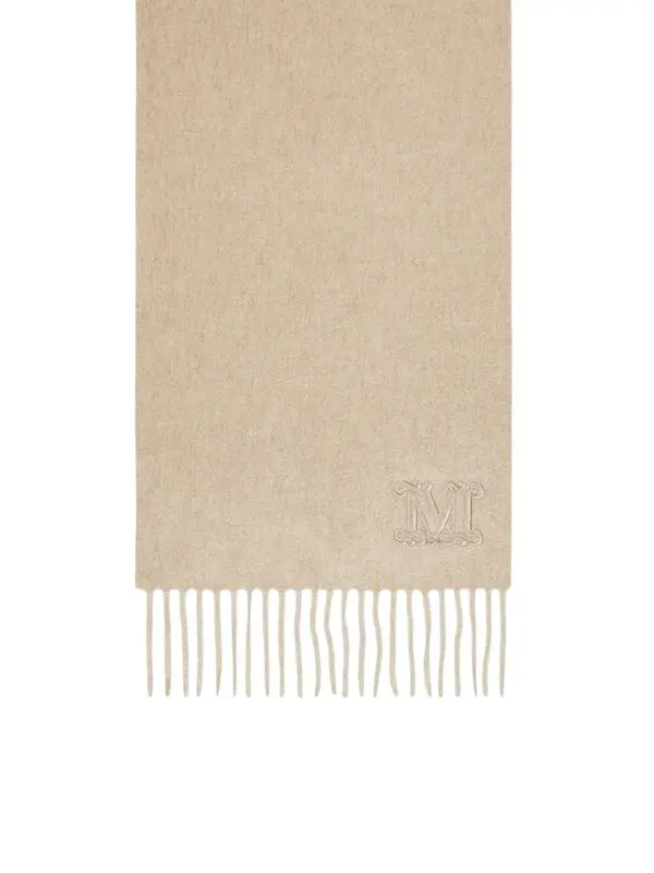Max Mara Cashmere Stole With Monogram Embroidery - Cream