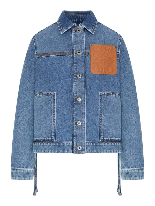 Loewe Cotton Denim Jacket With An Asymmetric Hem And Side Laces - Blue